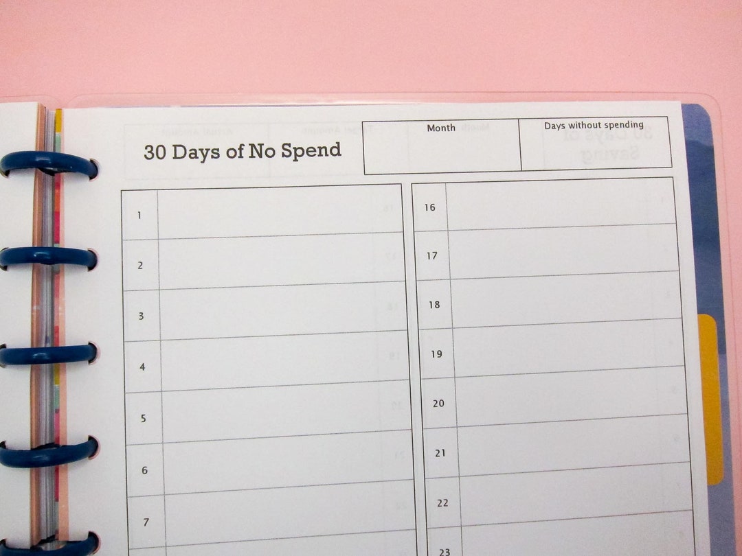 30 Day No Spend Challenge Planner Insert: Monthly No Spend | Save Money ...