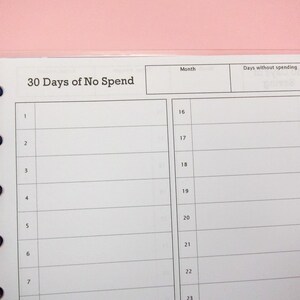 30 Day No Spend Challenge Planner Insert: Monthly No Spend | Save Money ...