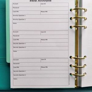 A5 Size Bank Account Password Tracker, Log, Login Organizer, Password ...