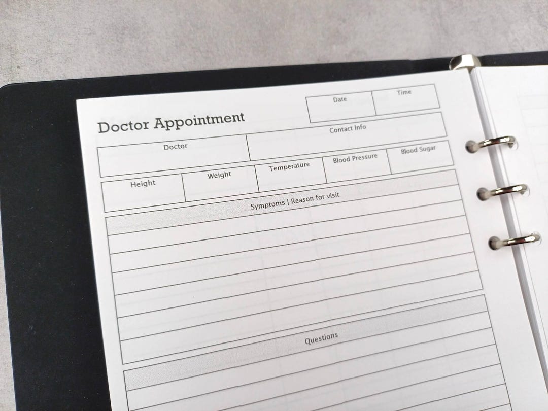 Doctor Appointments, Medical Planner Insert, Health Tracker, A5 A4 ...