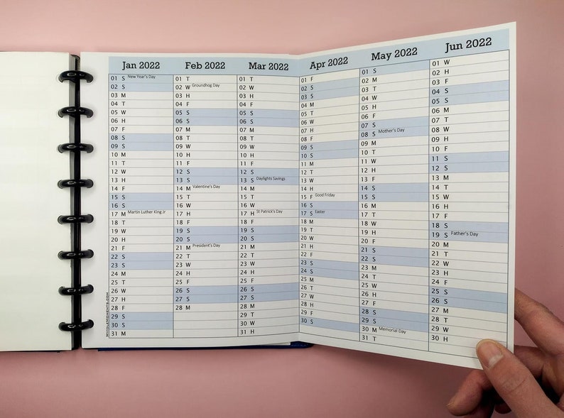 2025, 2026 Year at a Glance Calendar on 2 Pages. Printable Planner in ...