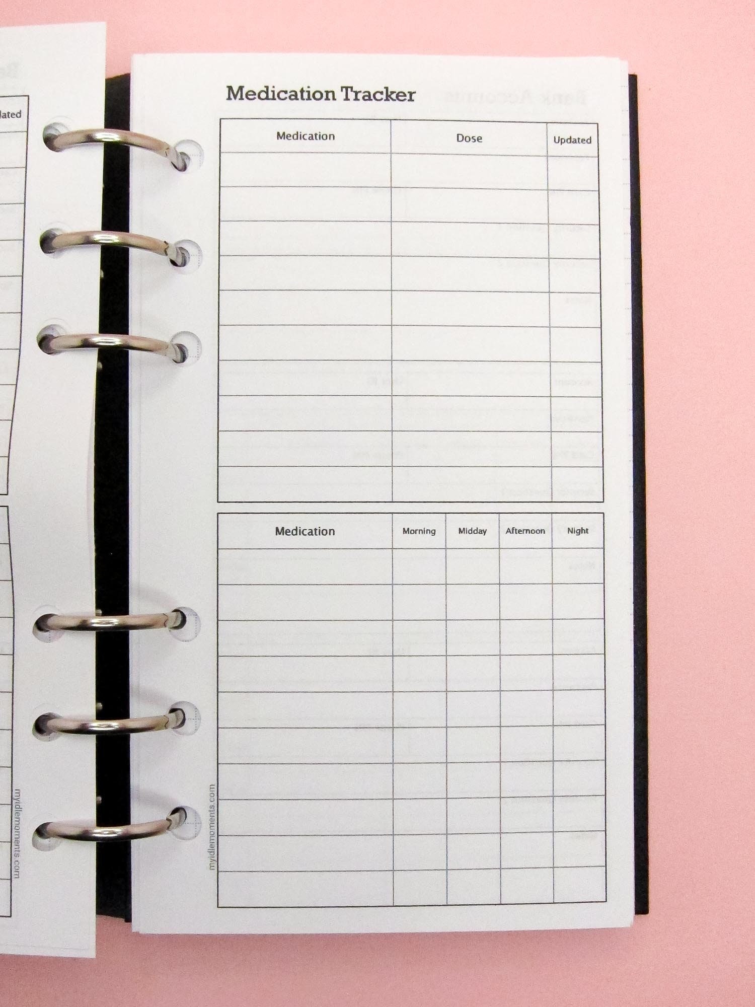 Personal Size Medication Tracker Planner Insert, Insert Printable ...