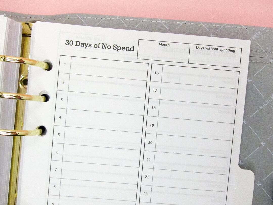 30 Day No Spend Challenge Planner Insert, Monthly No Spend, Save Money ...