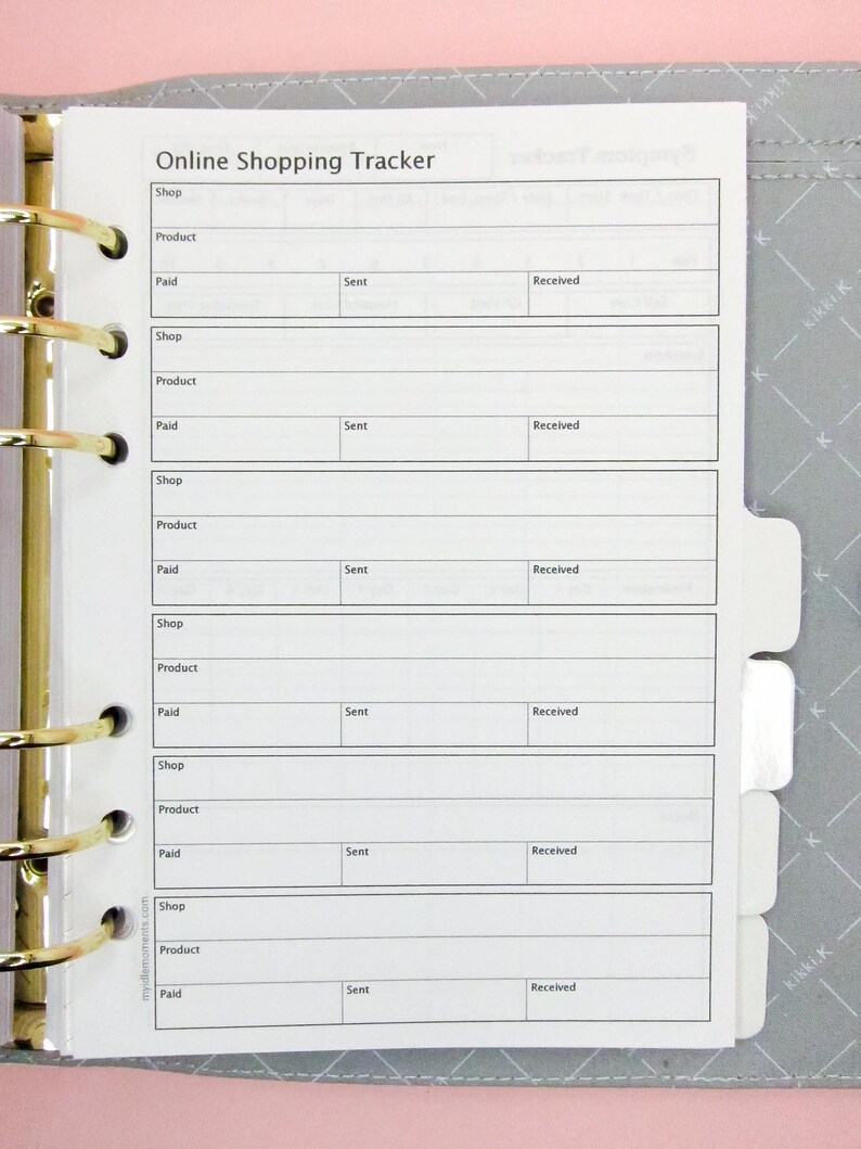 Online Shopping Tracker Printable Insert B6 Size Perfect for - Etsy