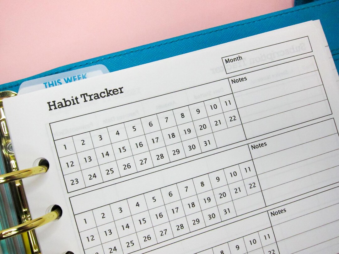 A5 Habit Tracker Printable Insert • Perfect for Keeping Track of Your ...