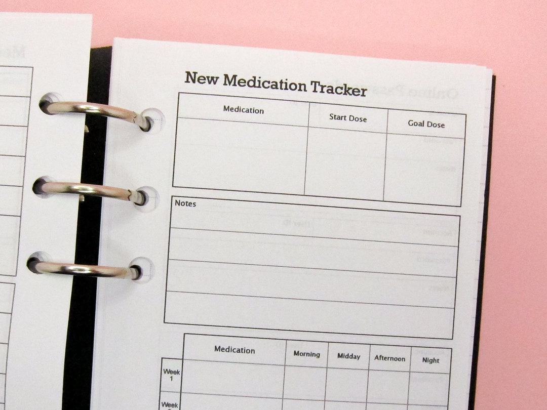 Personal Size New Medication Tracker Planner Insert, Insert Printable ...