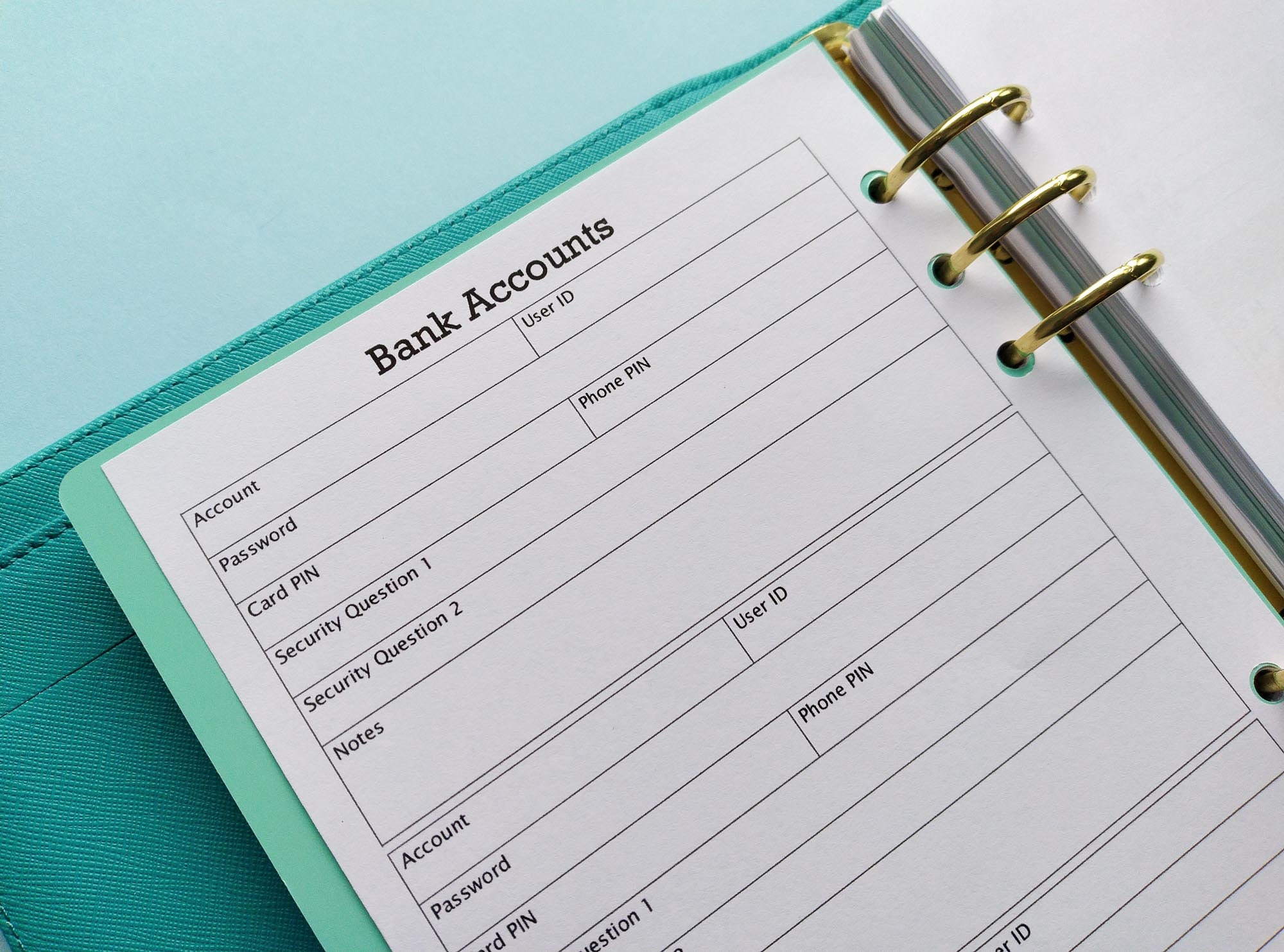 A5 Size Bank Account Password Tracker, Log, Login Organizer, Password ...