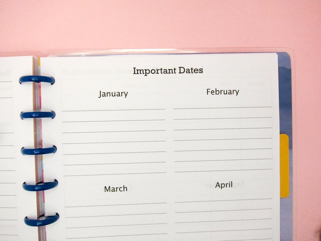Important Dates Printable for Happy Planner Classic | Insert for ...
