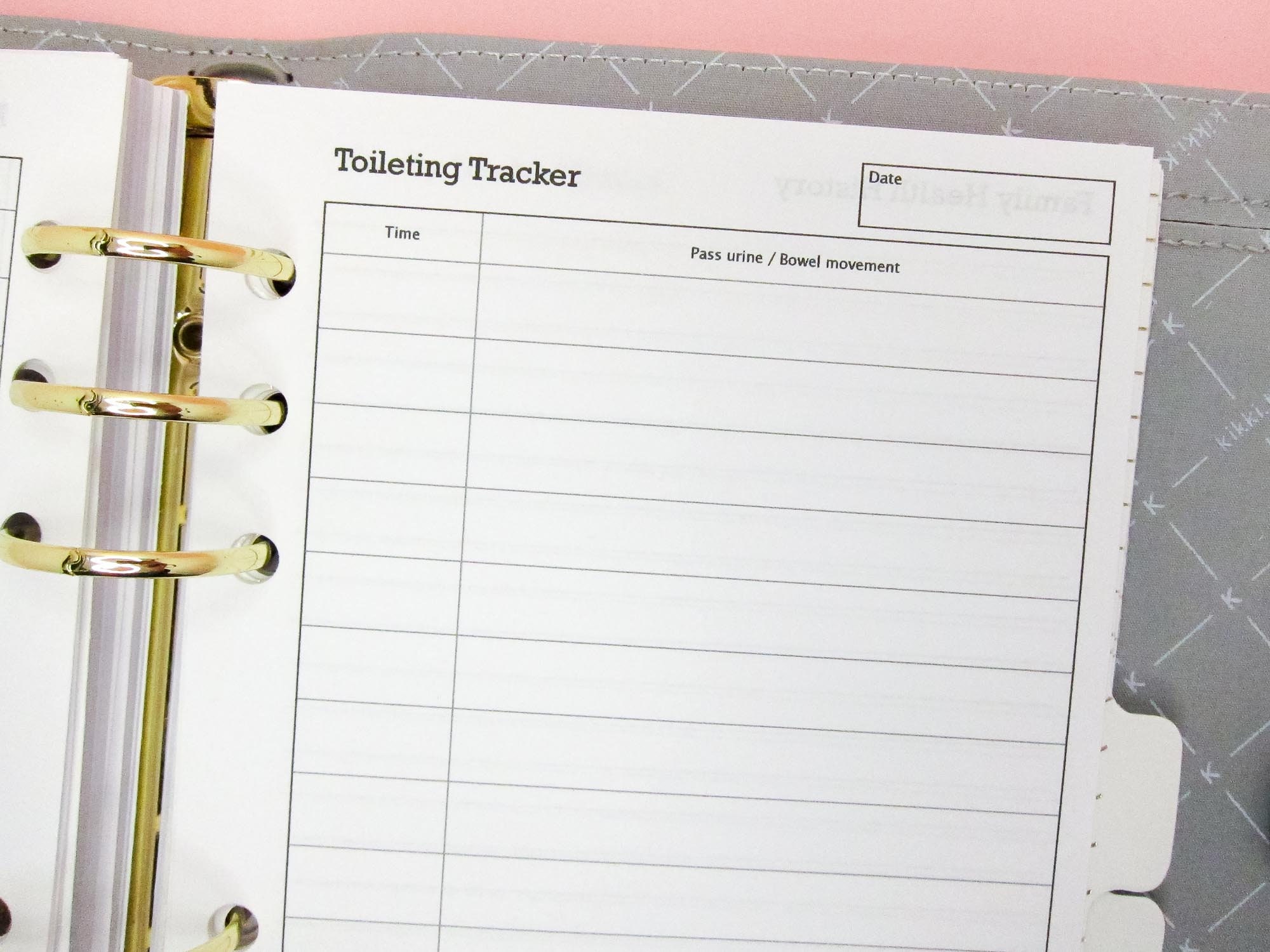 B6 Toileting Tracker Printable Insert, Health Tracker, Medical Tracker ...