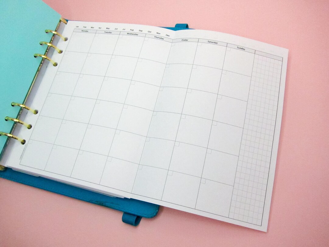 A5 Size Fold Out Undated Monthly Calendar - Sunday and Monday Start ...
