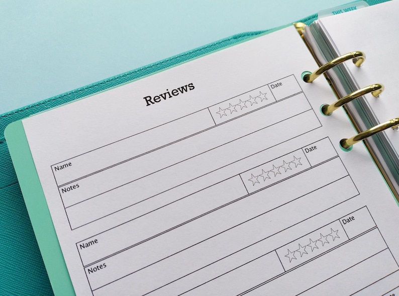 A5 Review Tracker Printable Insert, Perfect to Keep Track of the ...