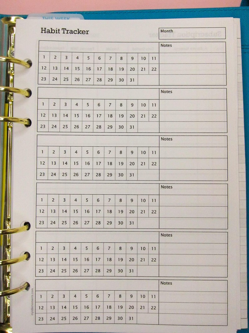 Habit Tracker Printable Inserts Track Monthly Habits Printed 40 Pages 5 ...