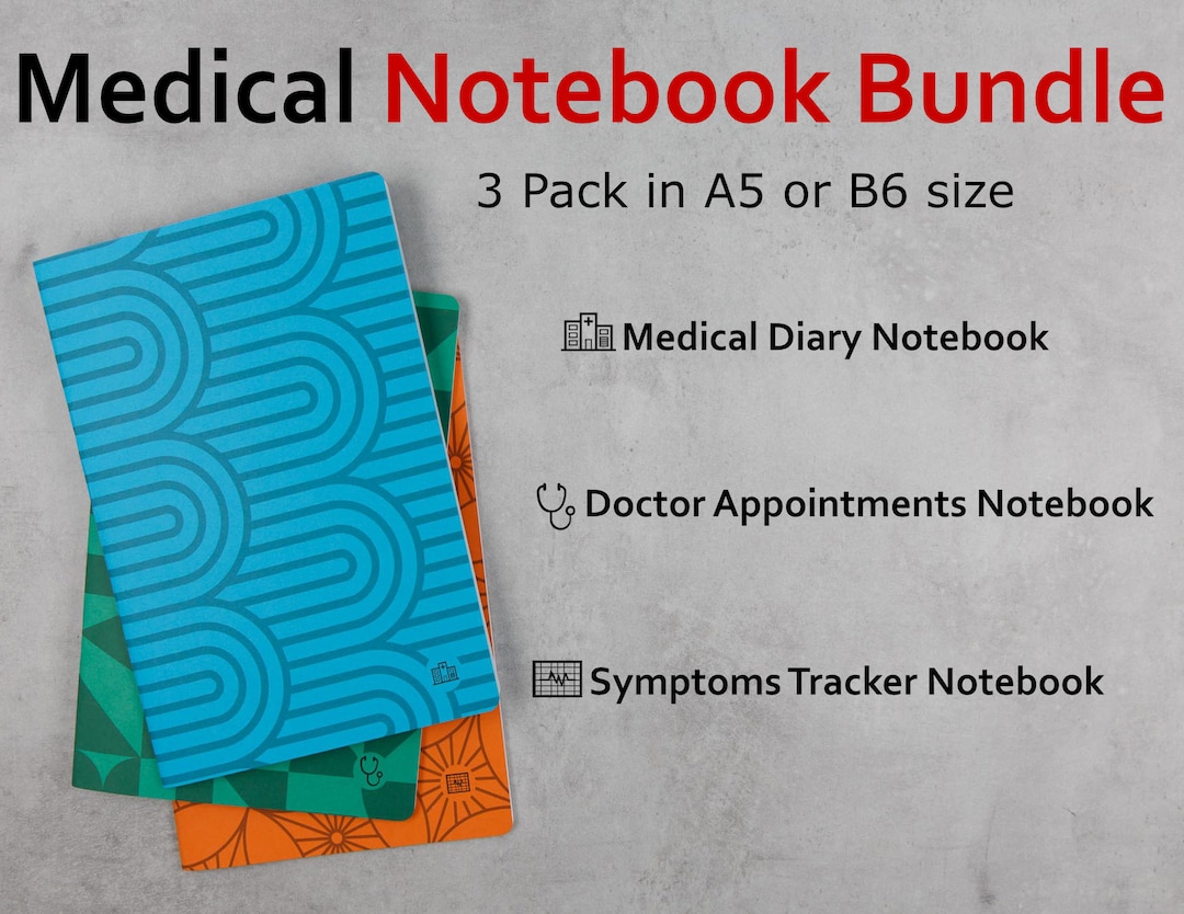 Medical Notebook Bundle - Medical Diary, Doctor Appointment & Symptoms ...