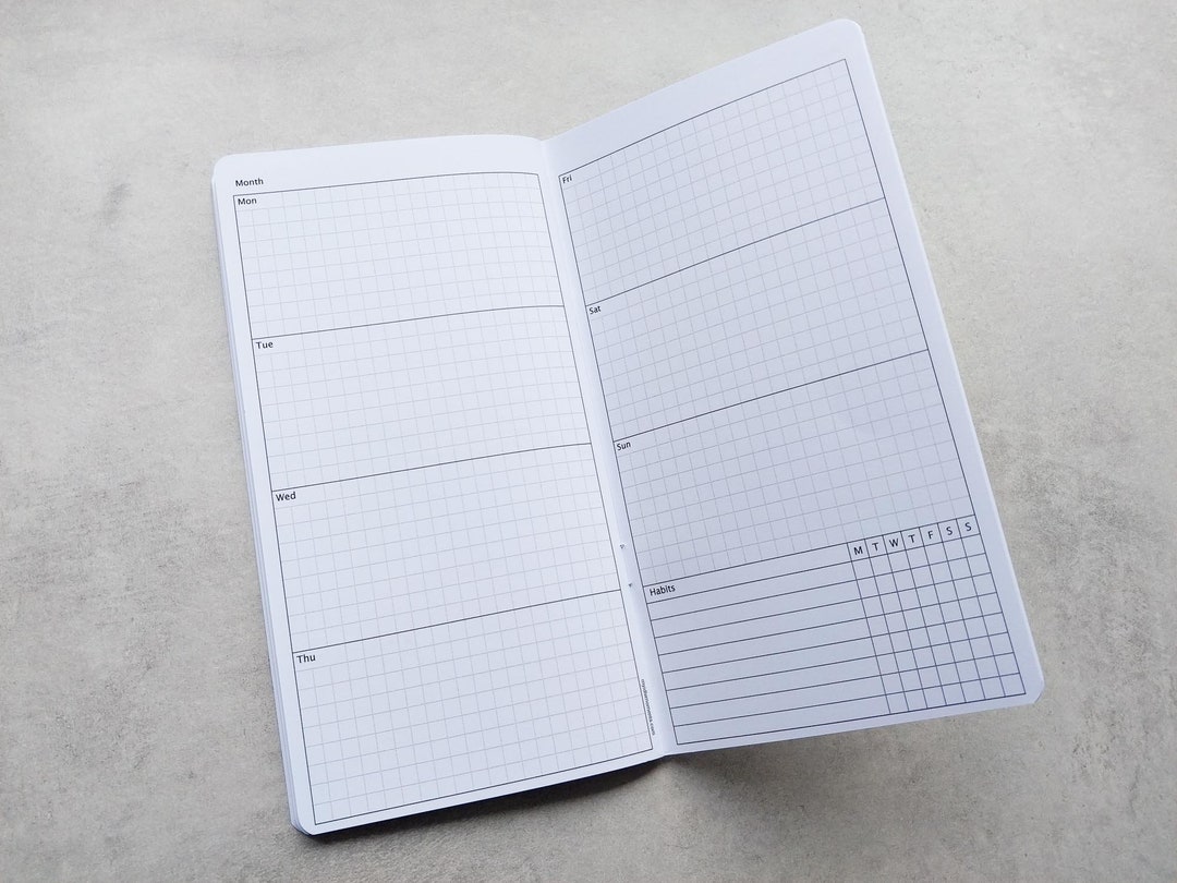 Undated Weekly Calendar With Habit Tracker on 2 Pages Notebook in TN ...