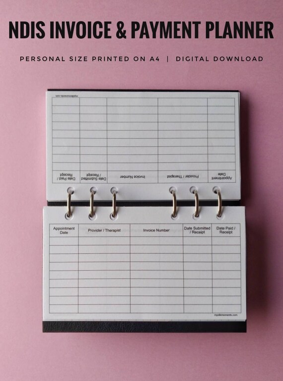 Personal Size NDIS Invoice and Payment Planner Insert | Etsy Australia