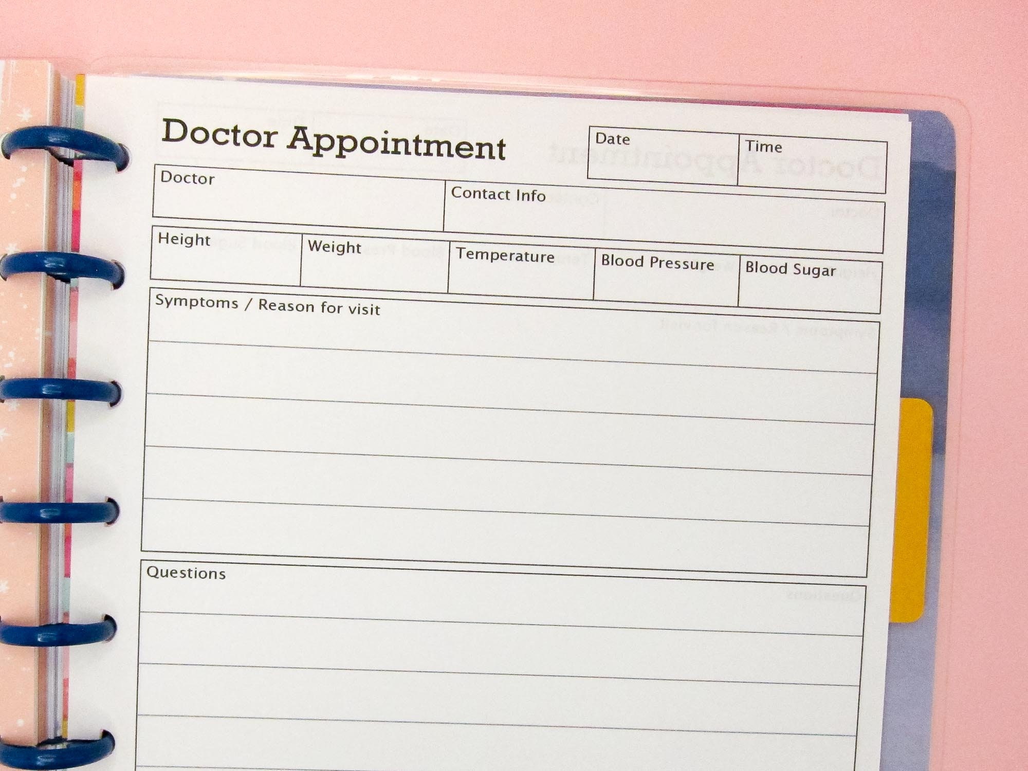 Doctor/medical Appointments Planner, Insert Printable, Health Tracker ...