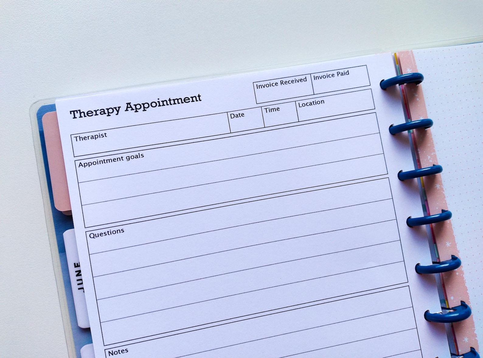 Therapy Appointments Planner, Insert Printable, Health Tracker, Happy ...