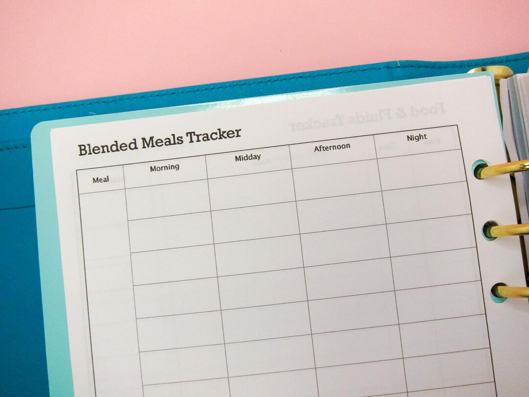 Blended Meals Tracker Printable Insert, Health Tracker, Medical Tracker ...