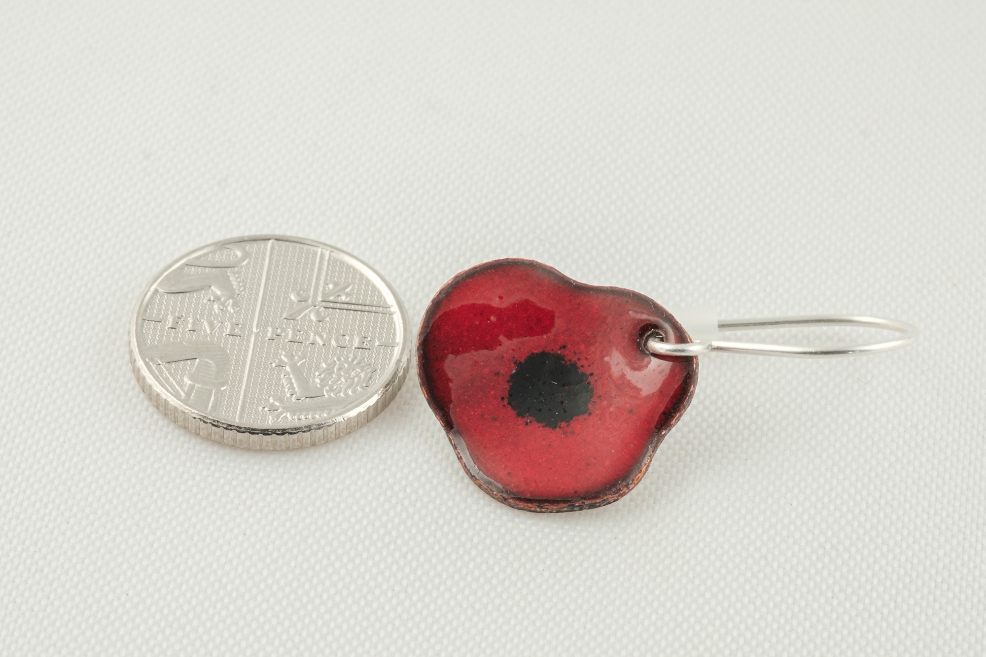 Red poppy enamel copper drop earrings flower dangle earrings | Etsy