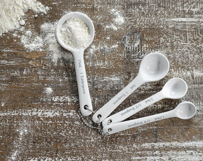 Porcelain White Measuring Spoon Set of 4 Baking Equipment - Etsy