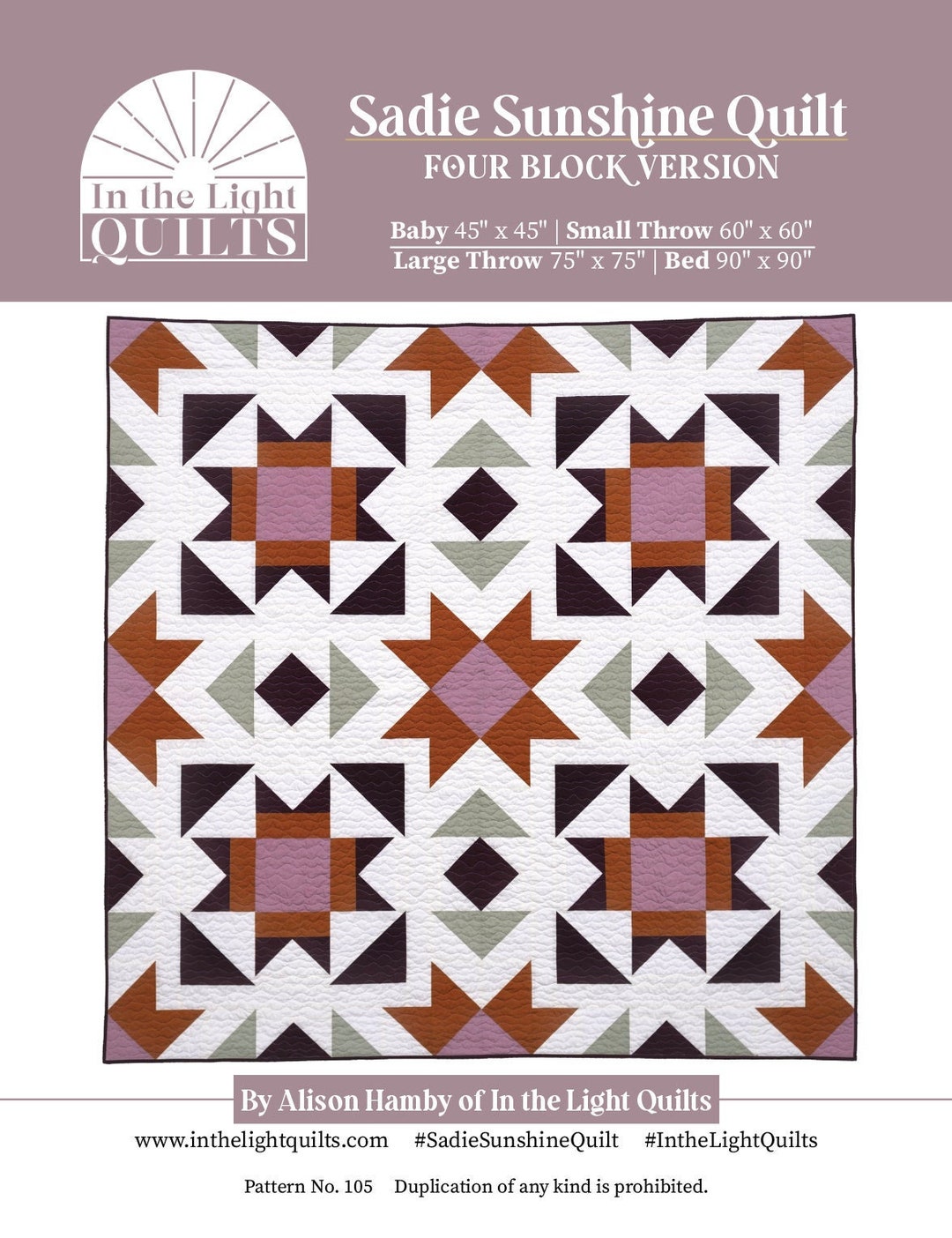 Sadie Sunshine Quilt Pattern FOUR BLOCK Version - PDF - Etsy