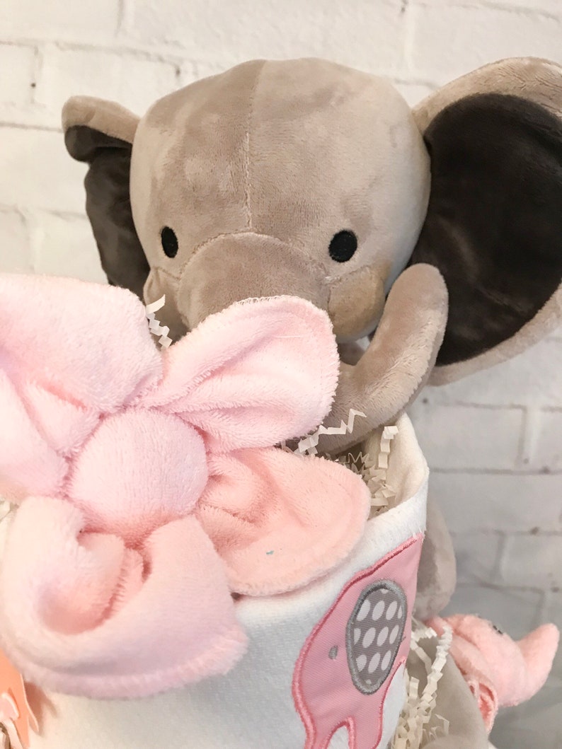 Pink elephant diaper cake Elephant baby shower Pink and gray | Etsy
