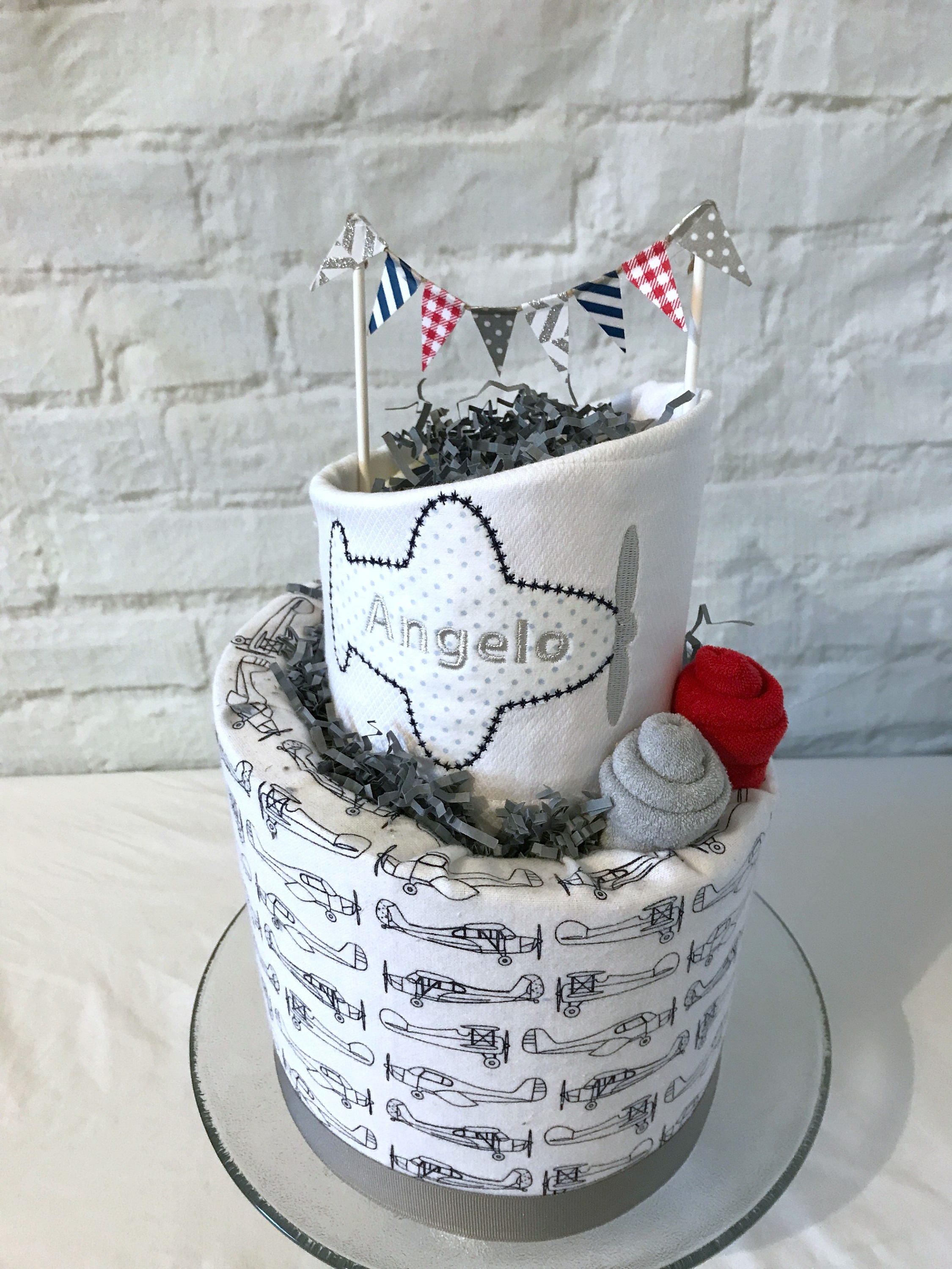 Vintage Airplane Diaper Cake, Aiplane Baby Shower, Diaper Cake for Boy ...