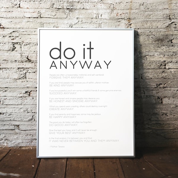Mother Teresa Do It Anyway - Etsy