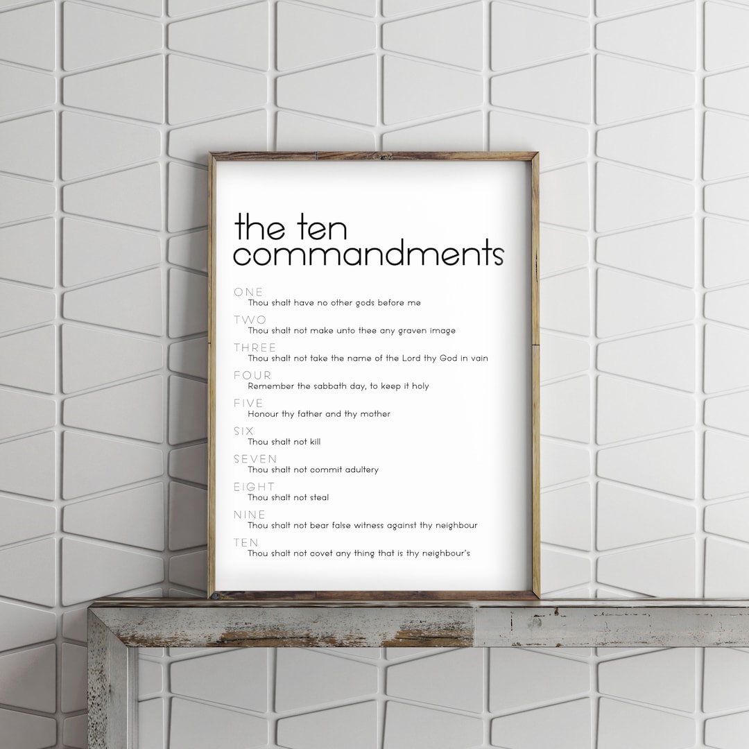 The 10 Commandments- Modern Font, Christian Home Decor Print - Etsy