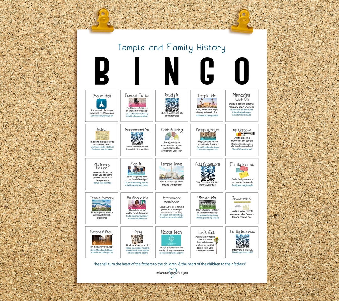 Family History BINGO Poster- Turning Hearts Project - Etsy