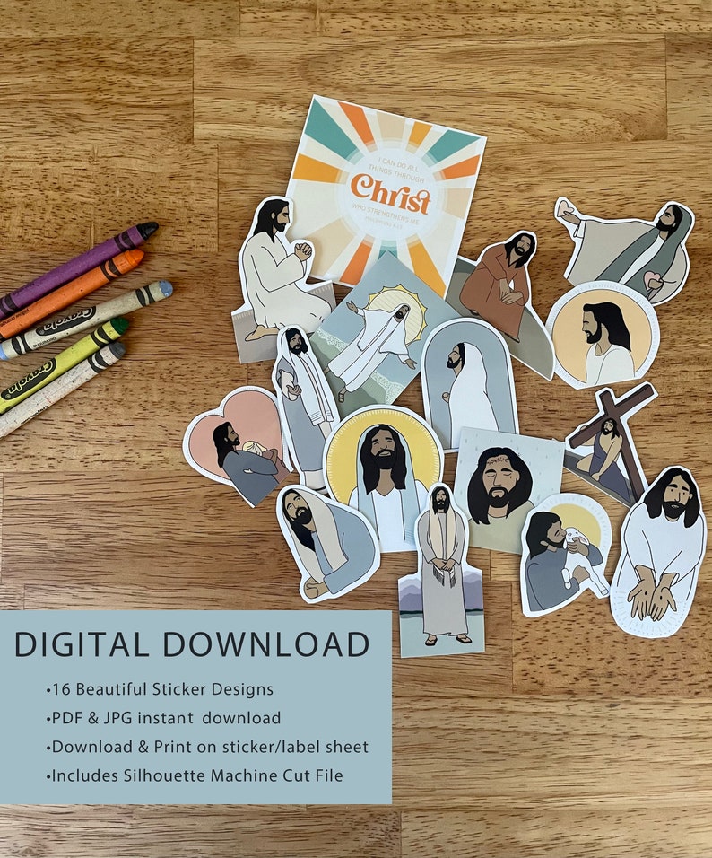 Jesus Sticker Sheet Printable Download. Christian Stickers - Etsy