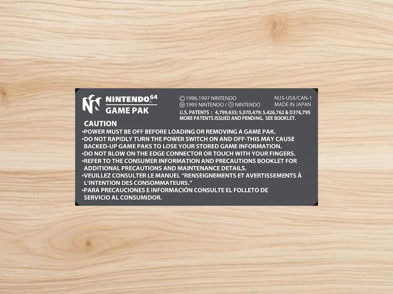 N64 Replacement Back Label - Etsy