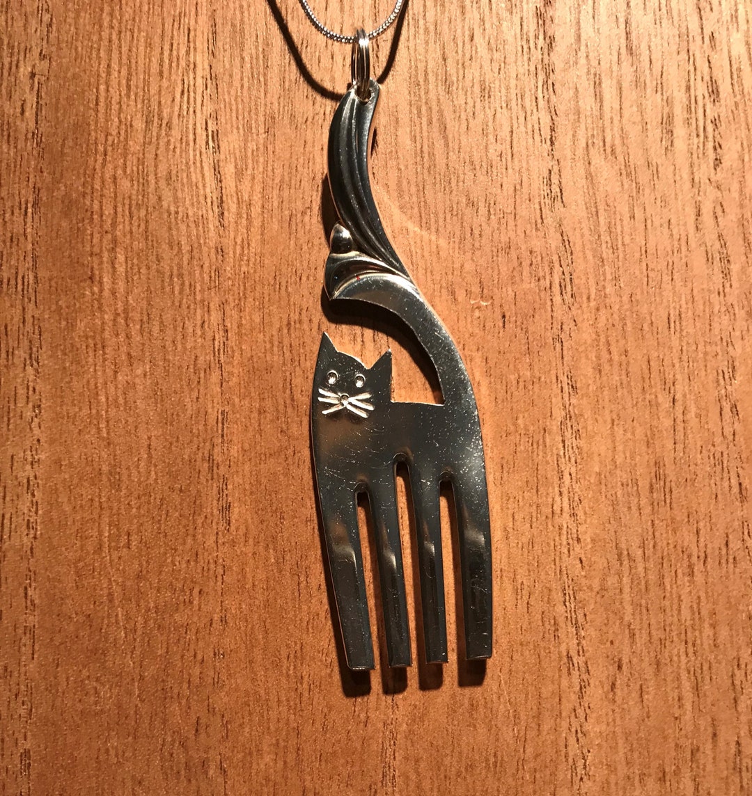 Crazy Cat Lady Silverware Fork Necklace Cat Jewelry - Etsy