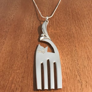 Crazy Cat Lady Silverware Fork Necklace Cat Jewelry Silverware Jewelry ...
