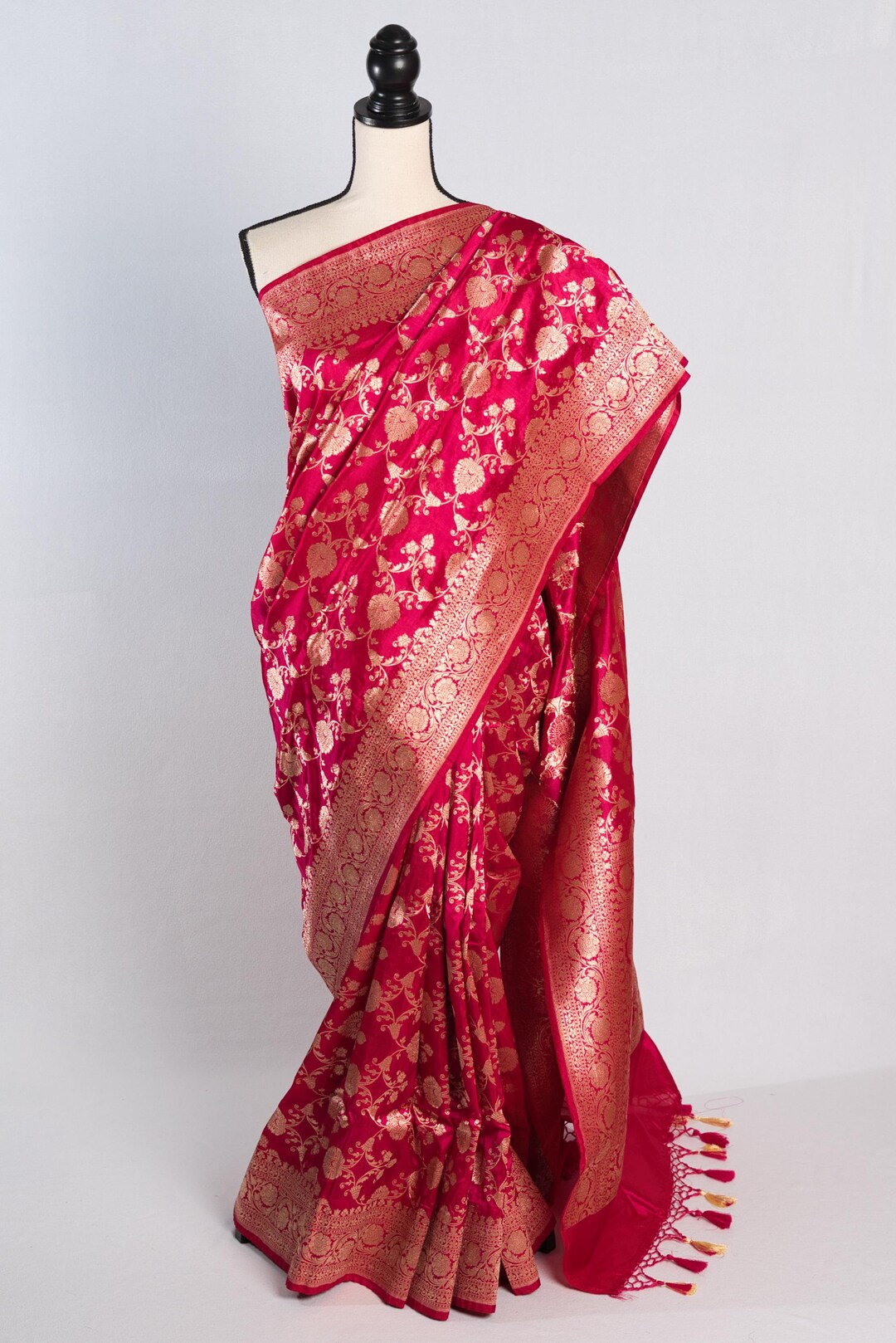 Silk Mark Certified Hot Pink Bridal Banarasi Silk Saree, Indian Silk ...