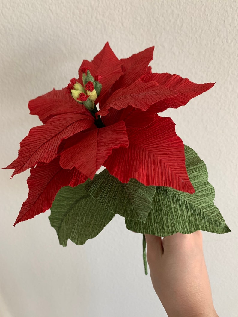 Crepe Paper Poinsettia Flower Home Decor For Christmas Etsy