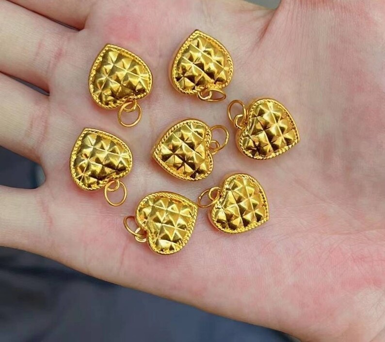 Genuine Pure Gold 999 Gold 24K Gold Engraved Heart Pendant - Etsy