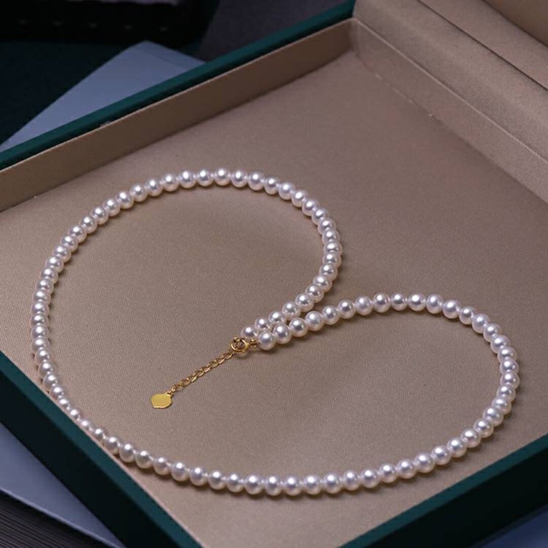 Genuine 18K Gold Solid Pearl Necklace With 18kgold Solid Lock, Au750 ...