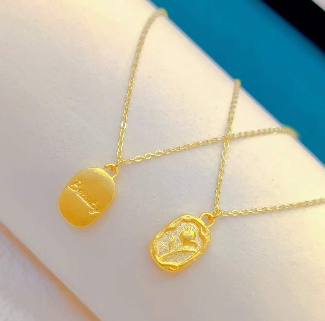 Genuine Pure Gold 999 Gold, 24K Gold Rose Flower Pendant Coin Charm18k ...