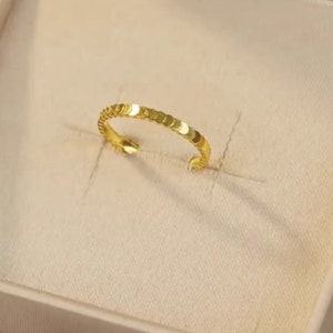Genuine 18K Solid Gold Sparkle Fish Scale Ring, Au750 Gold Stamped Ring ...