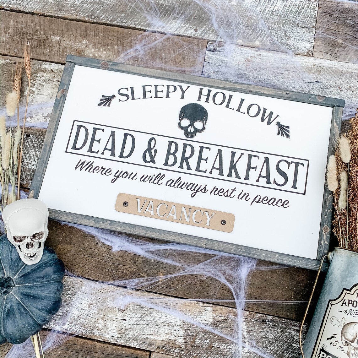 Dead and Breakfast Sign | Halloween Sign | Halloween Decor | Sleepy ...