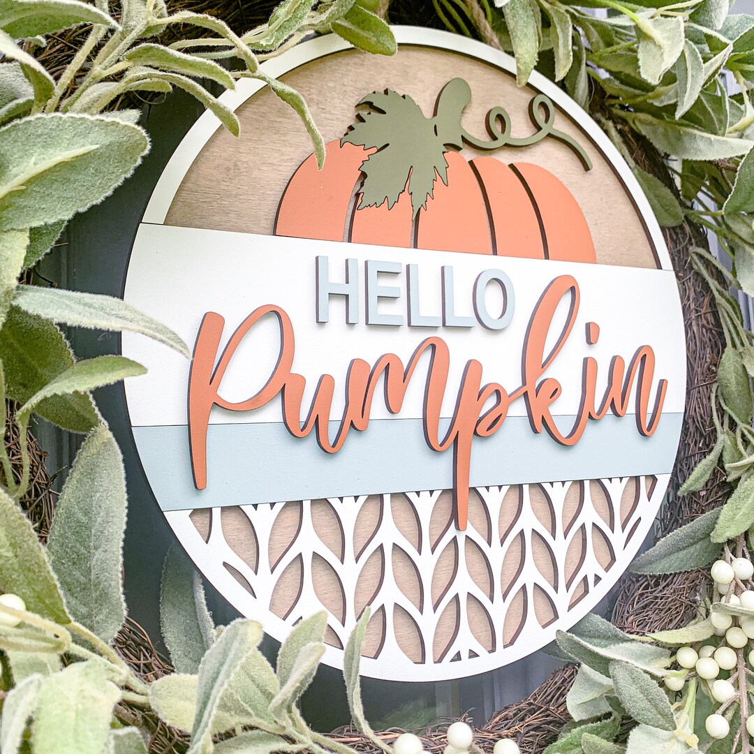 Fall Door Hanger | Fall Door Sign | Fall Door Decor | Hello Pumpkin ...