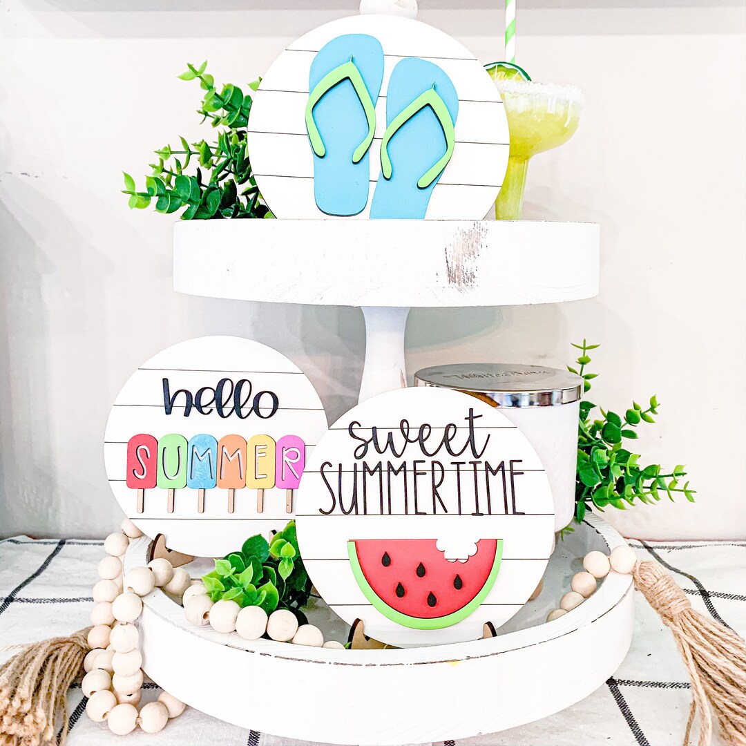 Summer Tiered Tray Decor | Summer Decor | Hello Summer | Summer ...