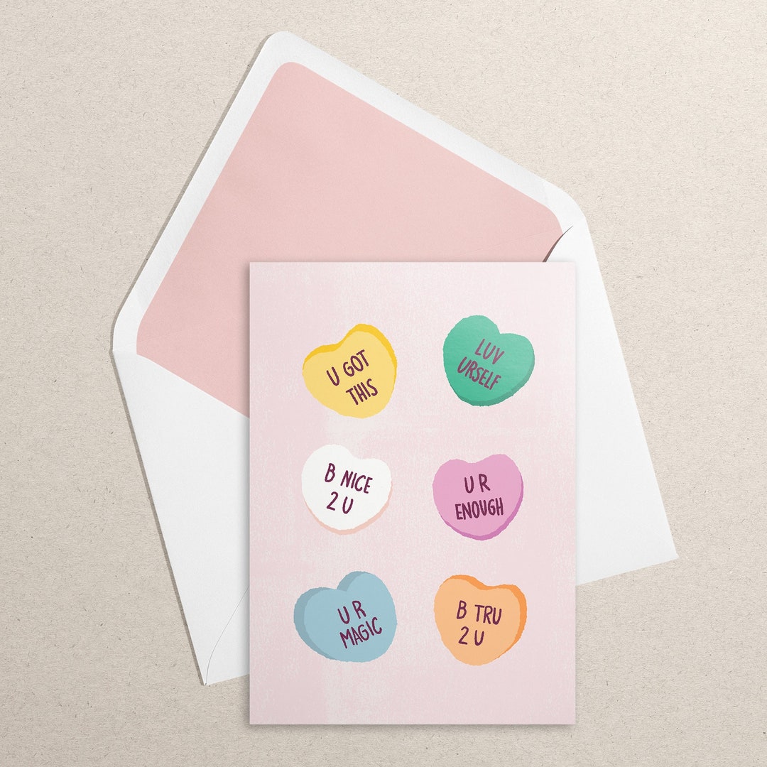 Instant Download Self Care Candy Hearts Valentine's Day Card, Printable ...