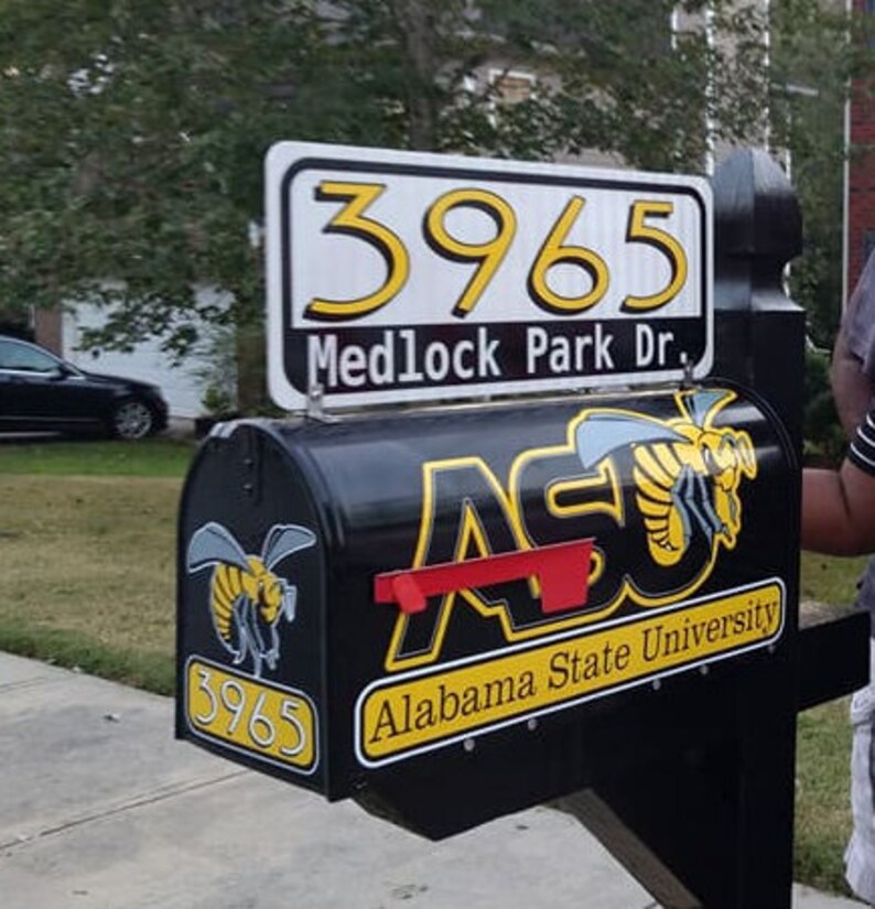 Custom Mailbox with Matching Reflective Address Sign Help | Etsy