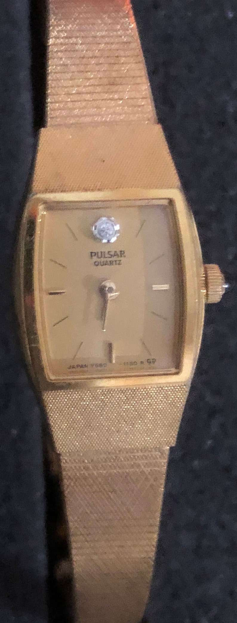 Pulsar Quartz Ladies Watch with Diamond at 12 Vintage Gold | Etsy