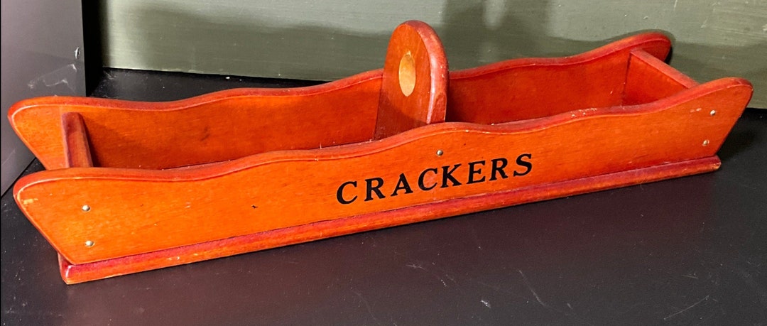 Charming Cracker Caddy Divided Wooden Cracker Serving Tray Vintage ...