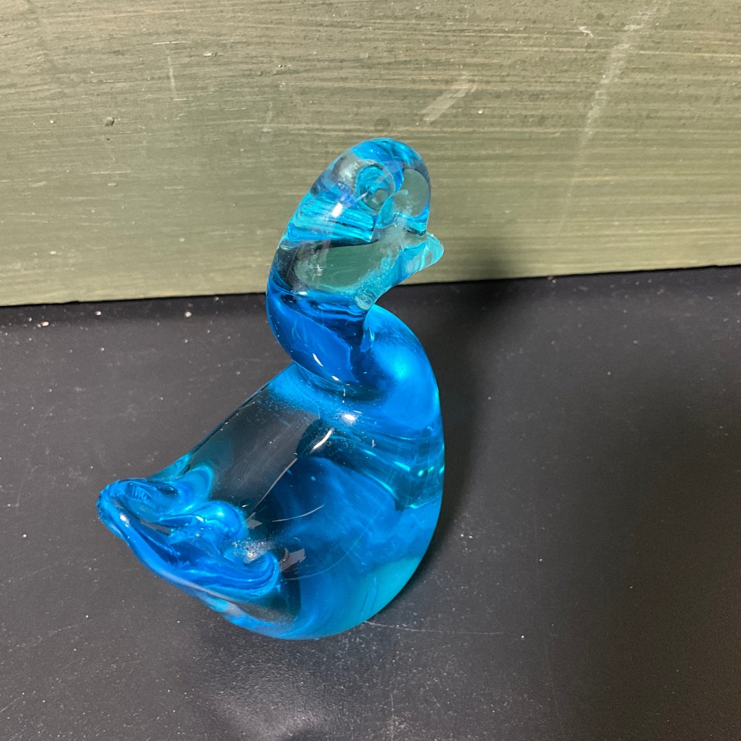 Beautiful Blue Glass Duck Figurine - Etsy
