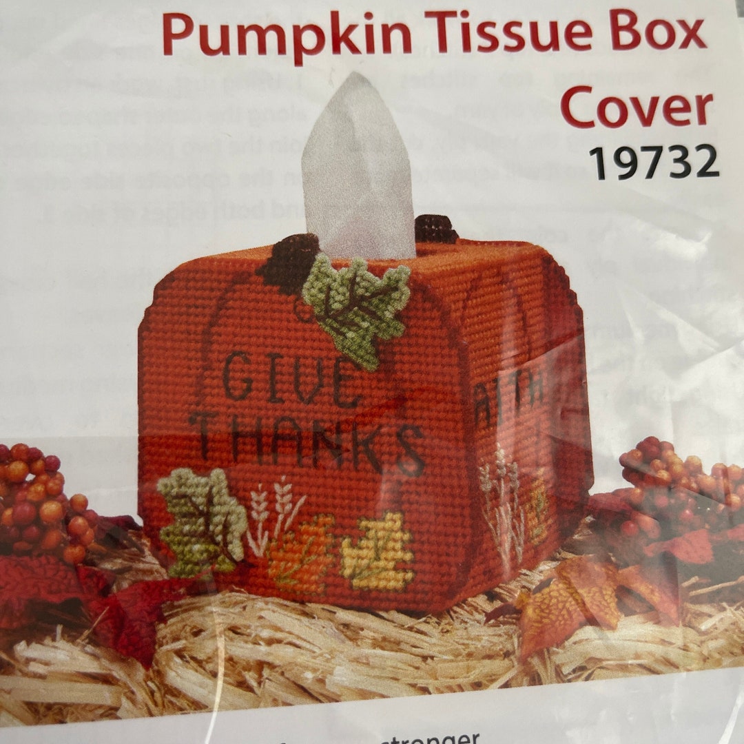 Mary Maxim Pumpkin Tissue Box Cover 19732 Vintage Plastic Canvas Kit - Etsy