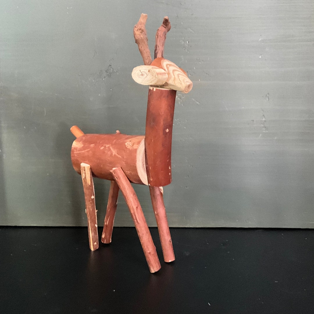 Wonderful Wooden Antlered Whitetail Deer Handmade Folk-art Figurine - Etsy